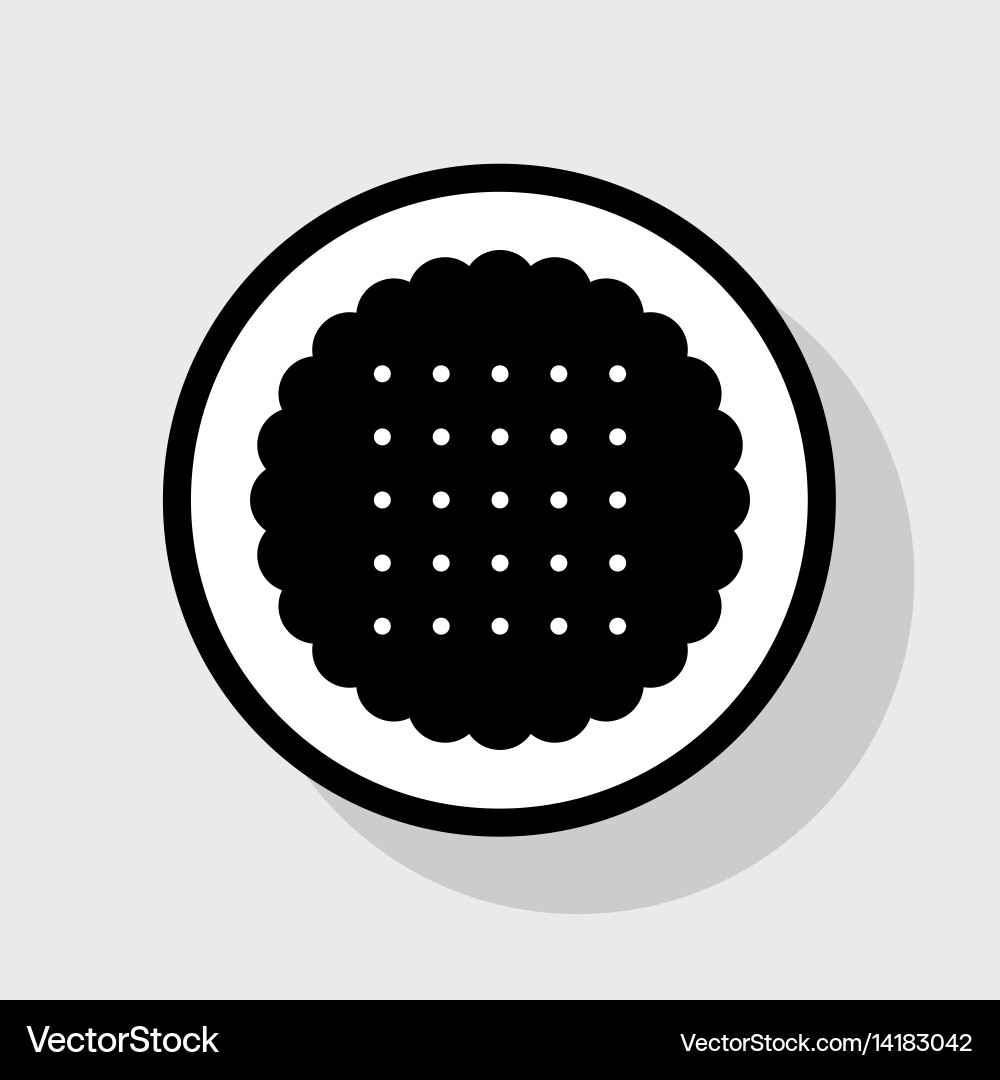 Round biscuit sign flat black icon in Royalty Free Vector