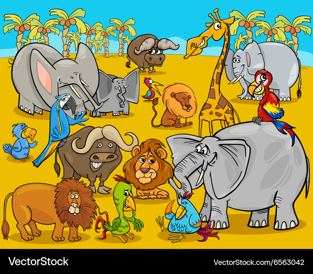 Safari animals cartoon Royalty Free Vector Image