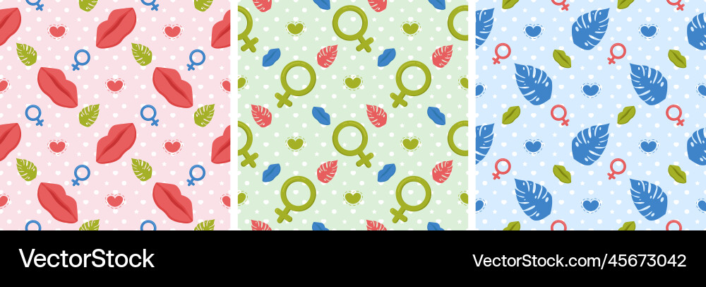 Set of women day seamless pattern design Vector Image