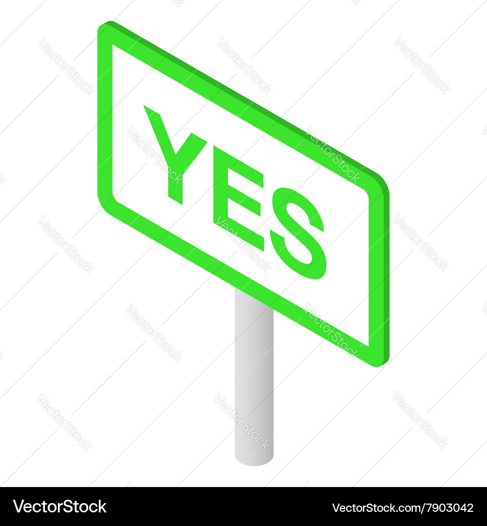 Signpost yes icon isometric 3d style Royalty Free Vector