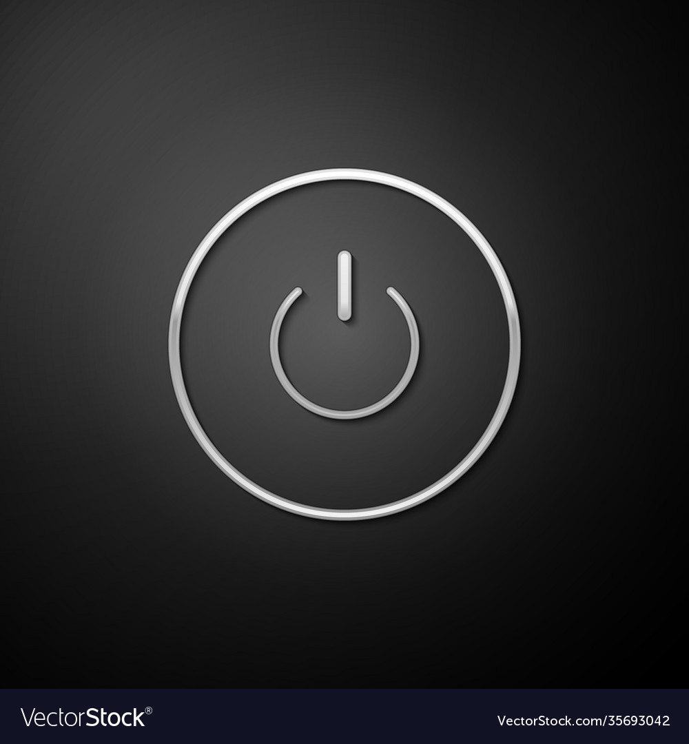 Silver power button icon isolated on black Vector Image