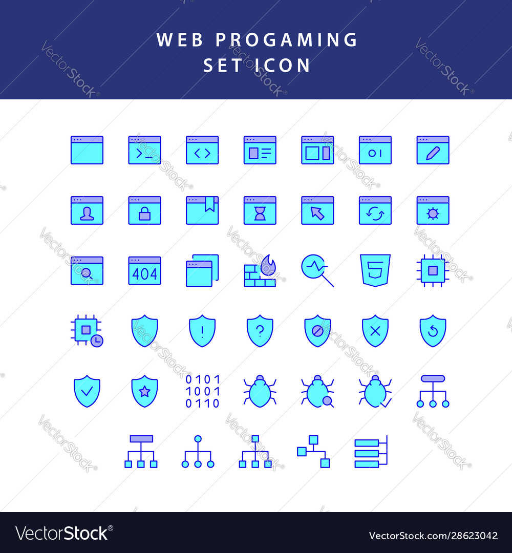 Web programing filled outline icon set Royalty Free Vector
