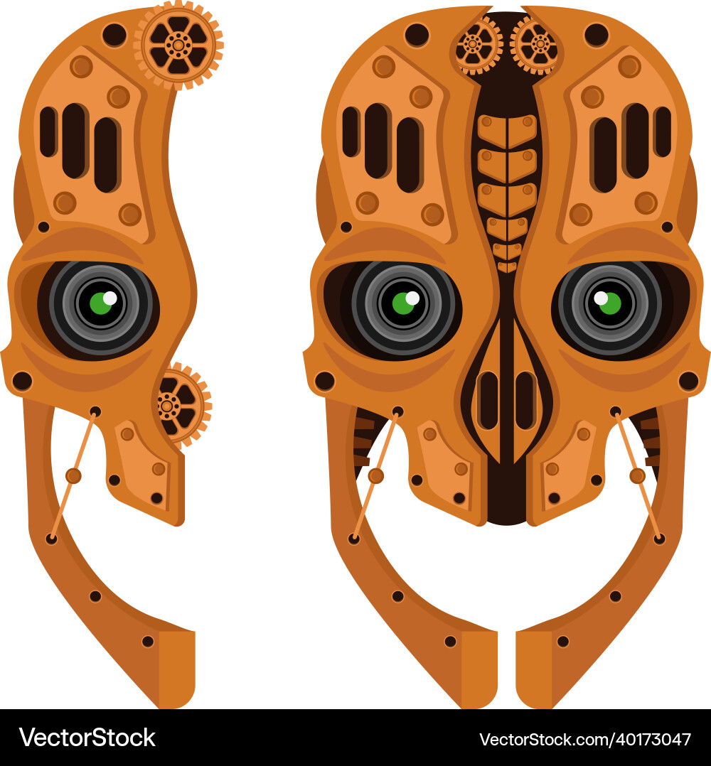 A steampunk-style mask of or head Royalty Free Vector Image