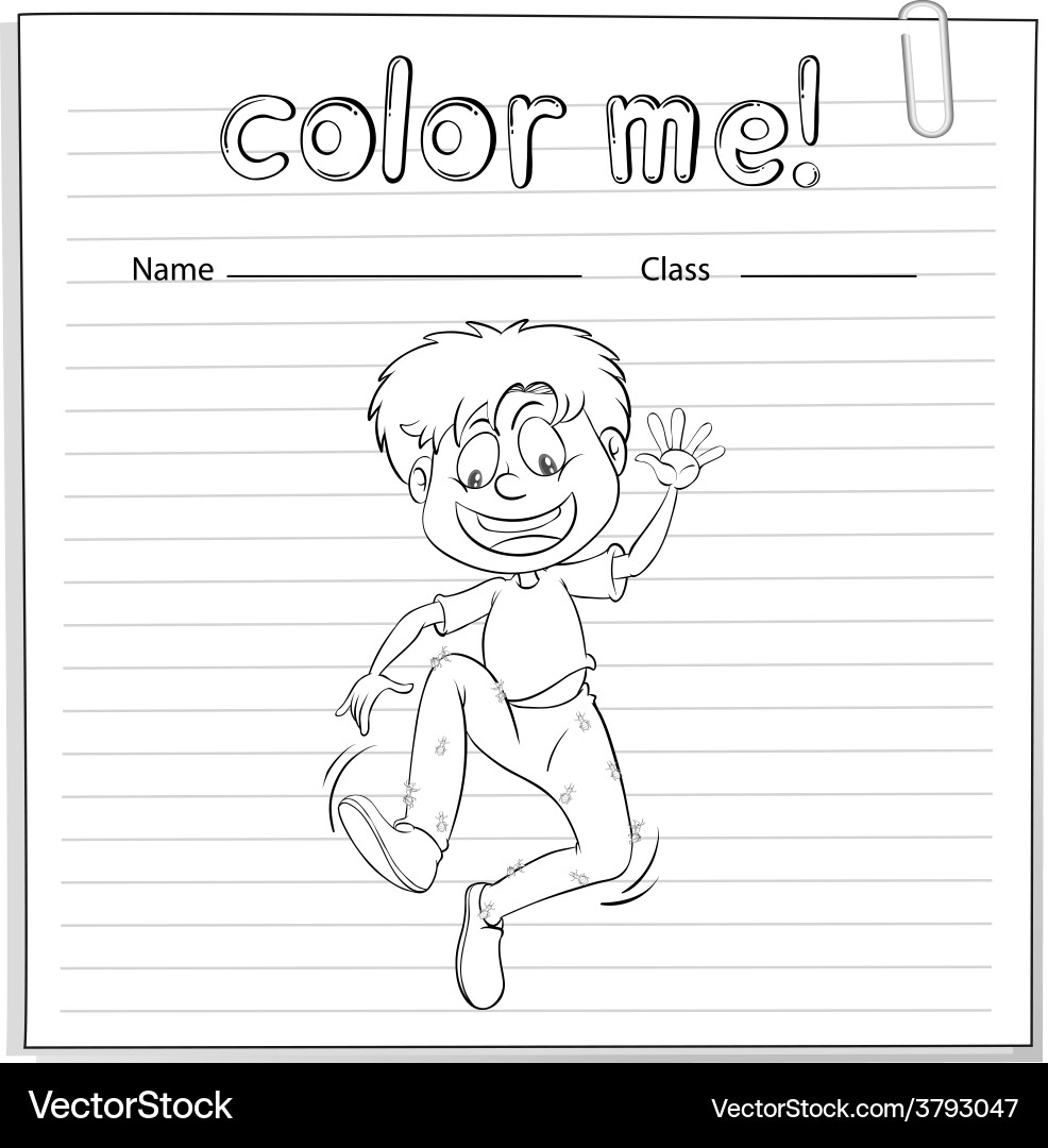A worksheet showing boy dancing Royalty Free Vector Image