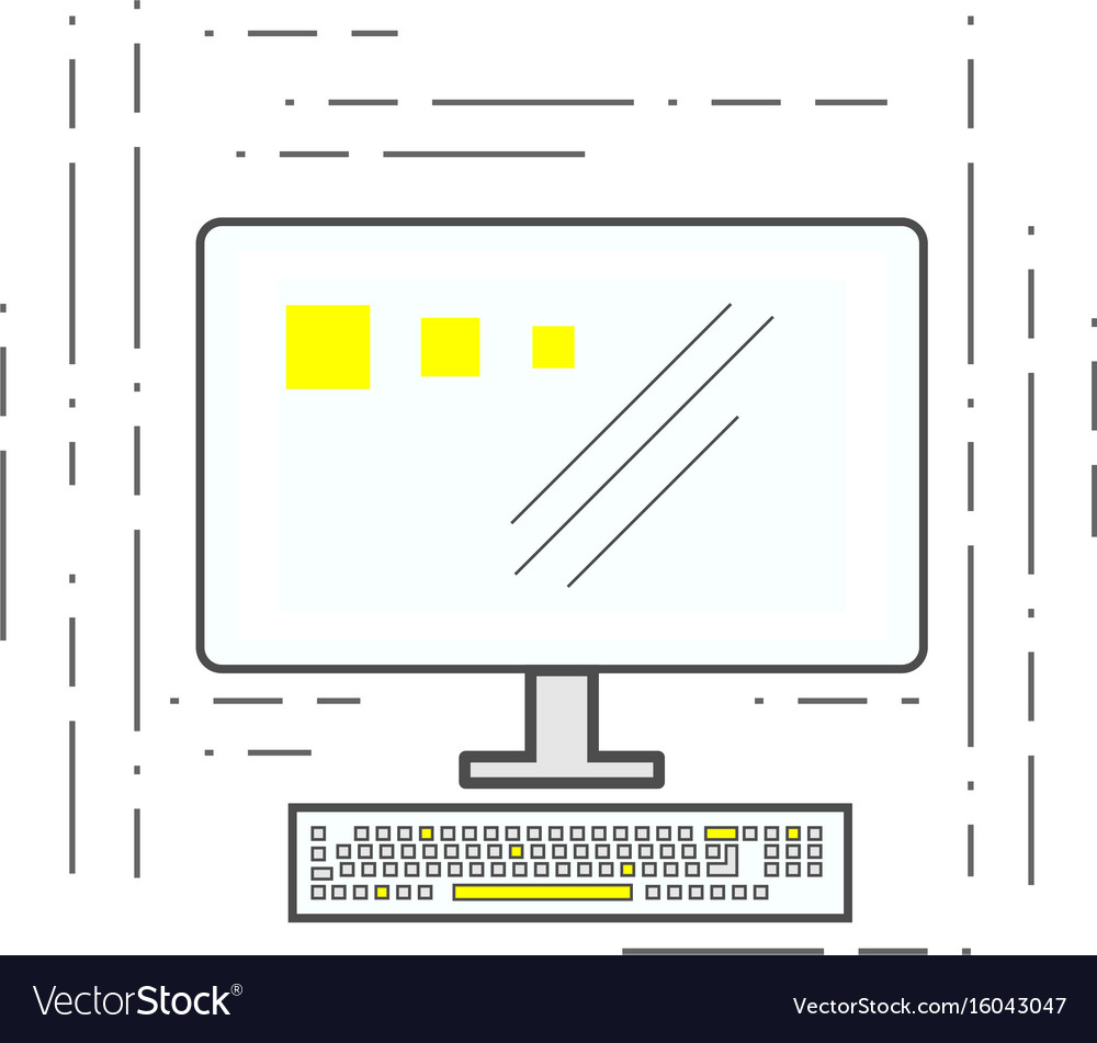 Computer icon in the style of lines Royalty Free Vector