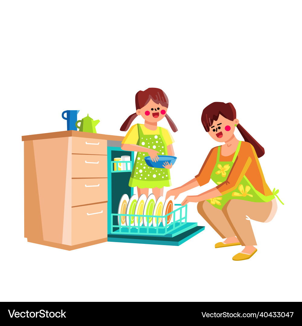 Dishwasher kitchen equipment for wash plate Vector Image