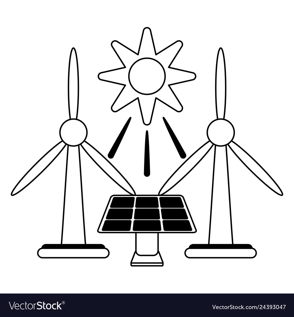 Ecology green energy in black and white Royalty Free Vector