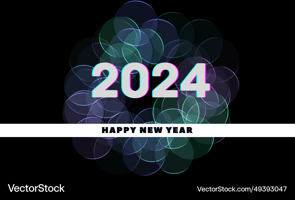 Happy new year 2024 neon circle image Royalty Free Vector