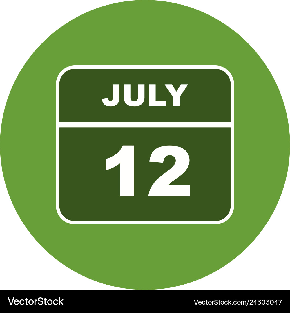 July 12th date on a single day calendar Royalty Free Vector