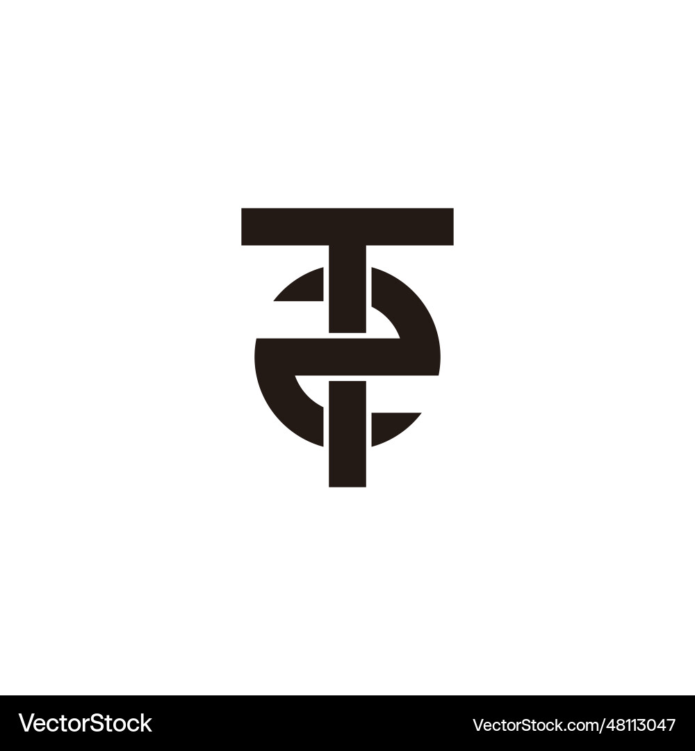 Letter t number 2 square circle geometric symbol Vector Image