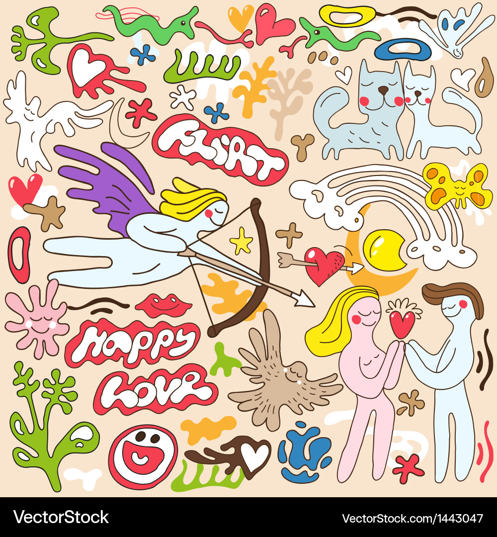 Love valentines day - doodles set Royalty Free Vector Image