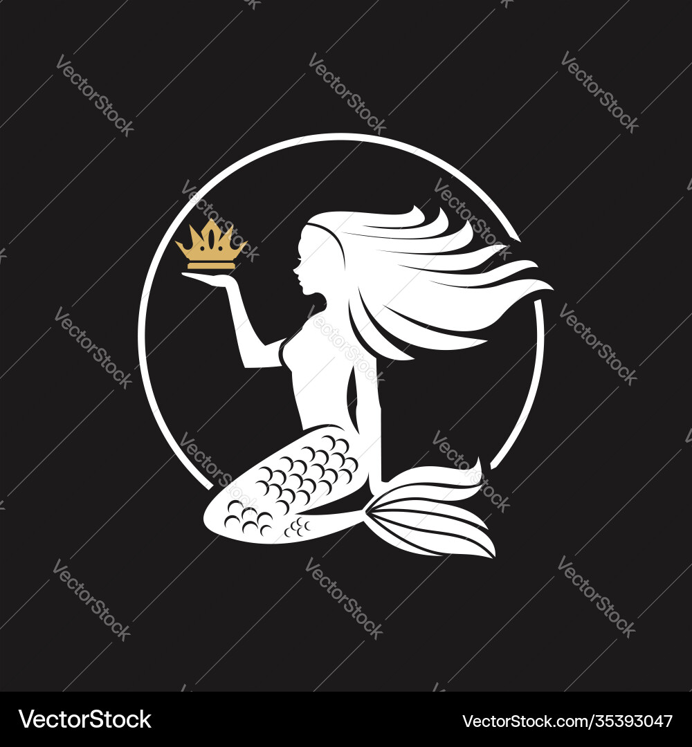 Mermaid logo design legend figure Royalty Free Vector Image