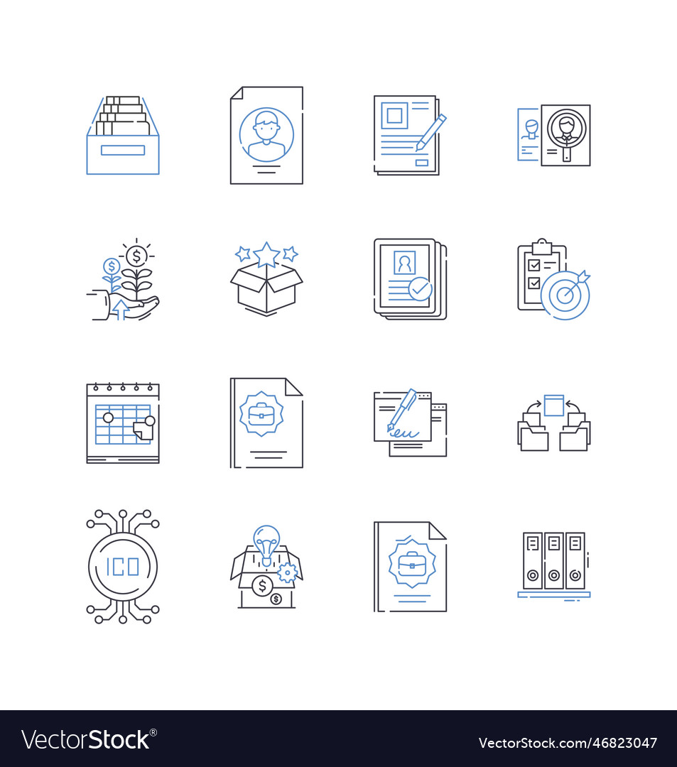 Order processing line icons collection logistics Vector Image