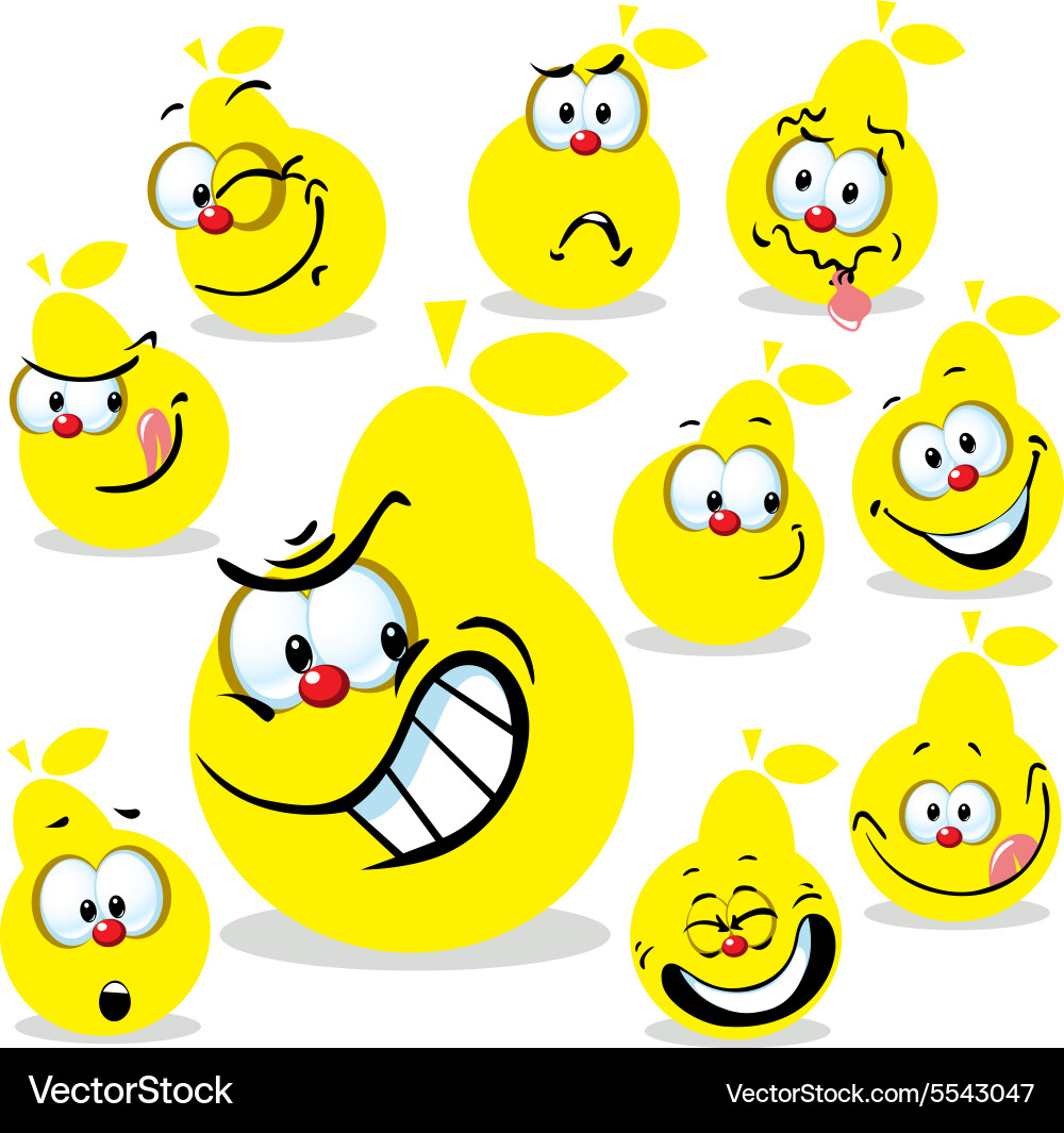 Pear icon cartoon with funny faces isolated Vector Image