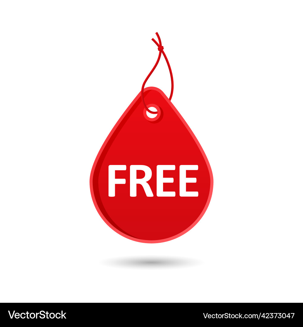 Red label free teardrop sticker banner Royalty Free Vector