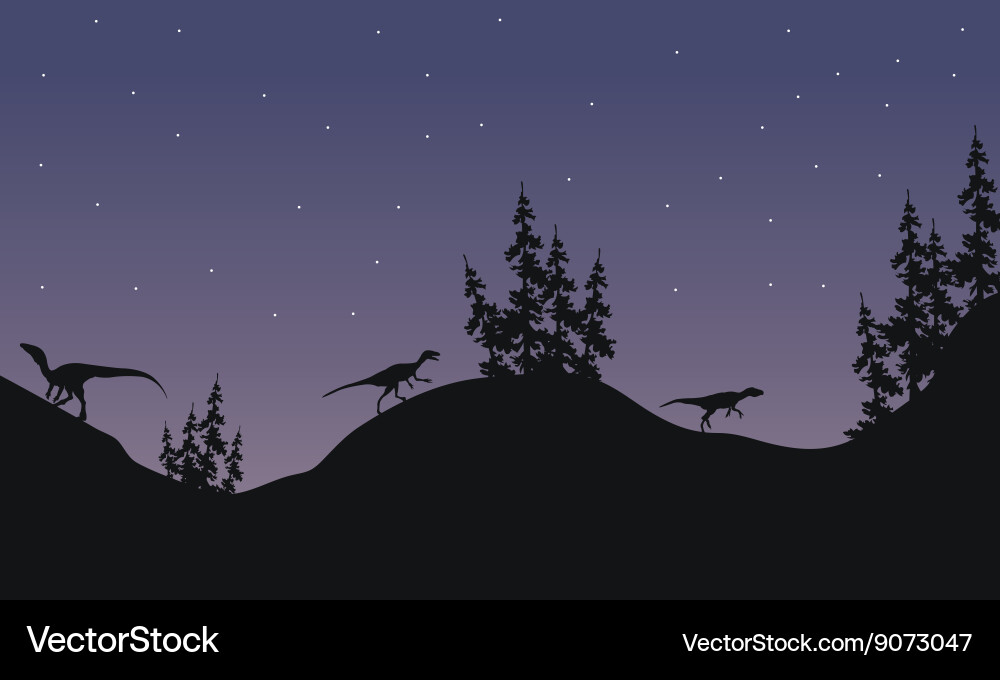 Silhouette of eoraptor with star Royalty Free Vector Image