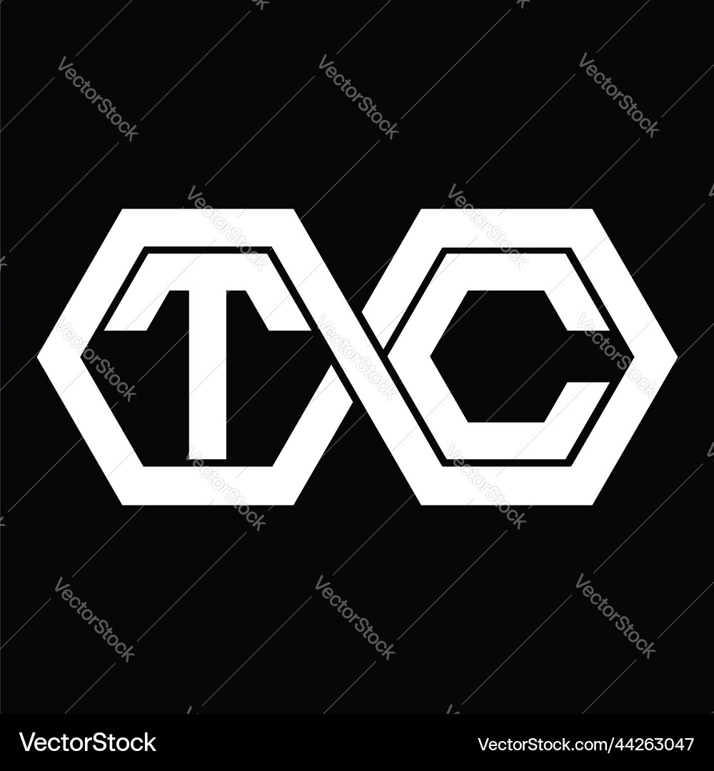 Tc logo monogram with hexagon template Royalty Free Vector