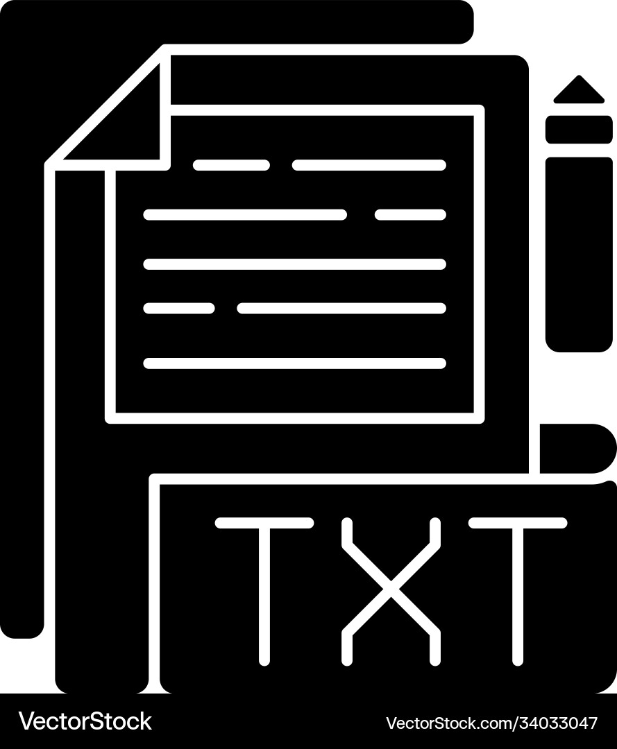 Txt file black glyph icon Royalty Free Vector Image