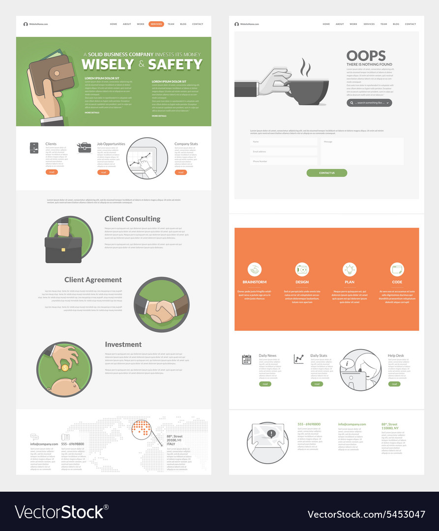 Website template with concept icons for business Vector Image