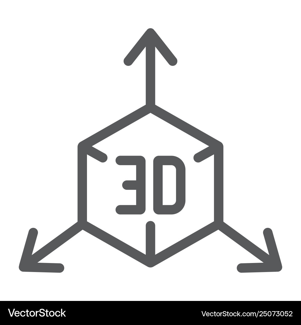 3d object line icon cube and rotation Royalty Free Vector