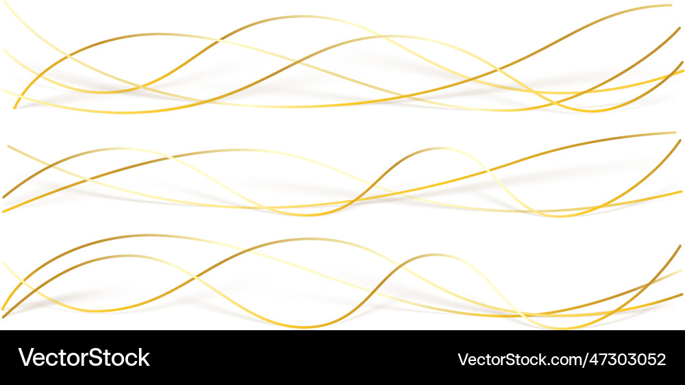 3d wavy gold lines swoosh on white background Vector Image