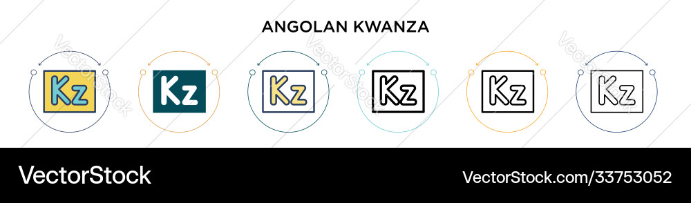 Angolan kwanza icon in filled thin line outline Vector Image
