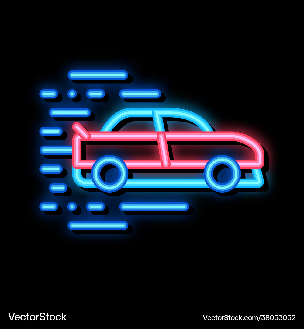 Car high speed neon glow icon Royalty Free Vector Image