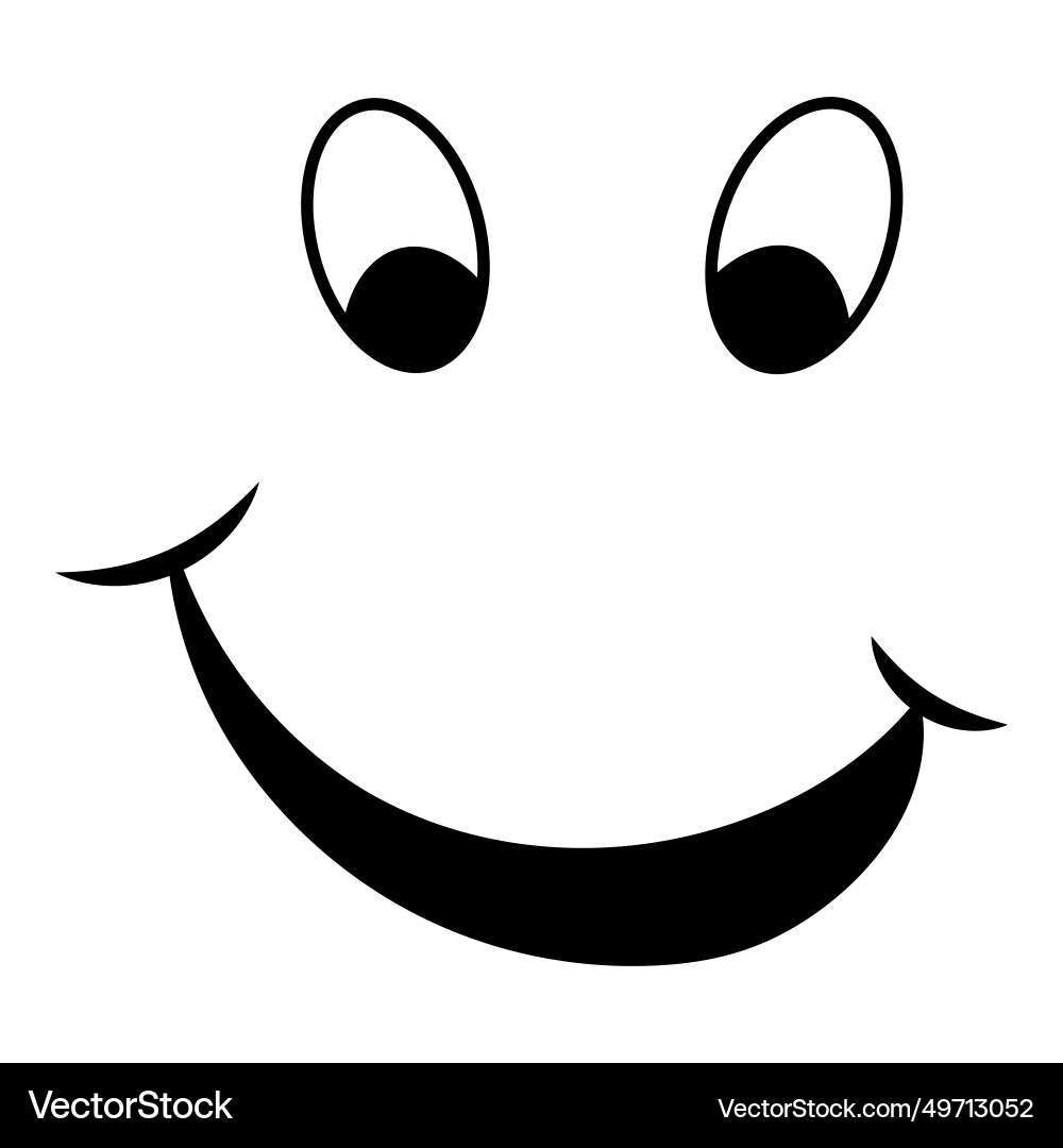 Cheerful emoticon cartoon face smiling mocking Vector Image