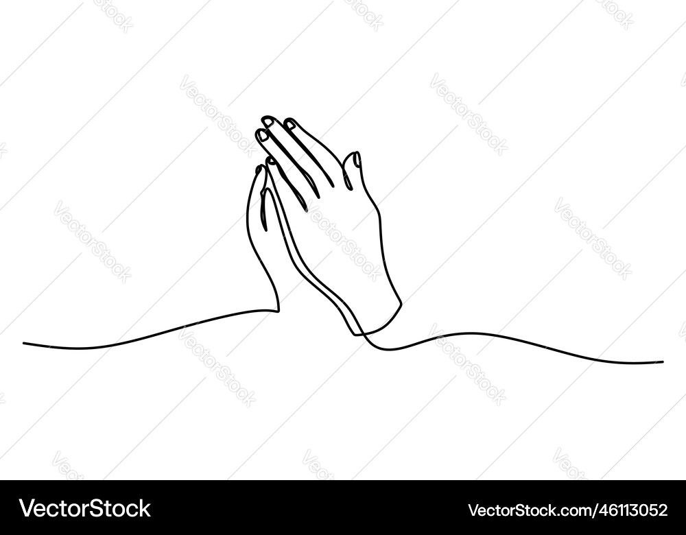 Continuous one single line of hand praying symbol Vector Image