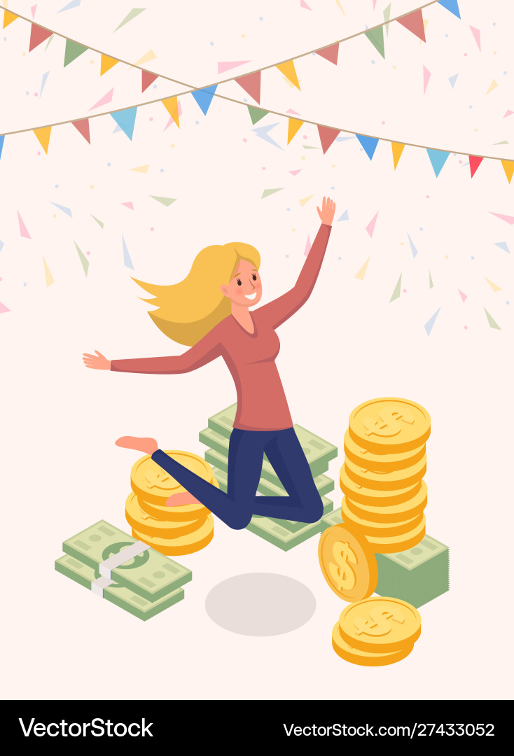 Joyfully jumping money owner character Royalty Free Vector