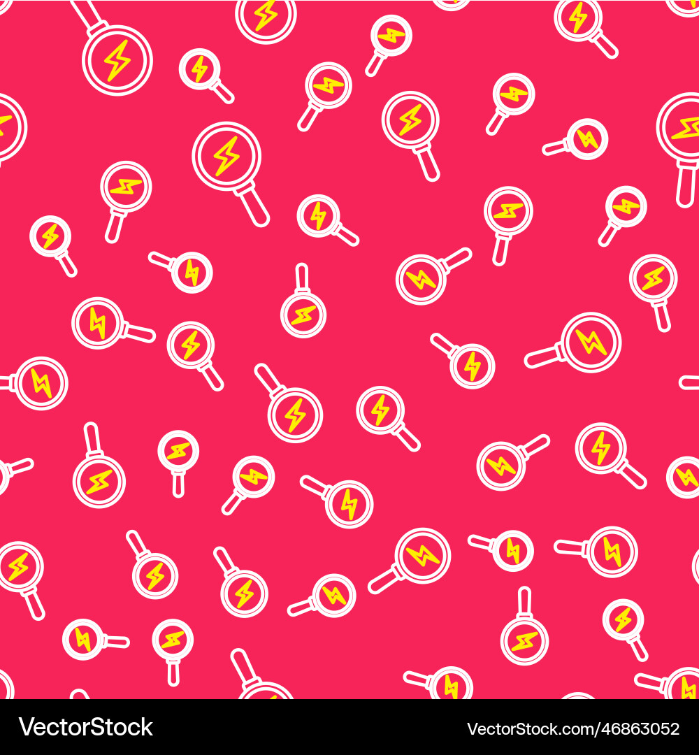 Line magnifying glass with lightning bolt icon Vector Image