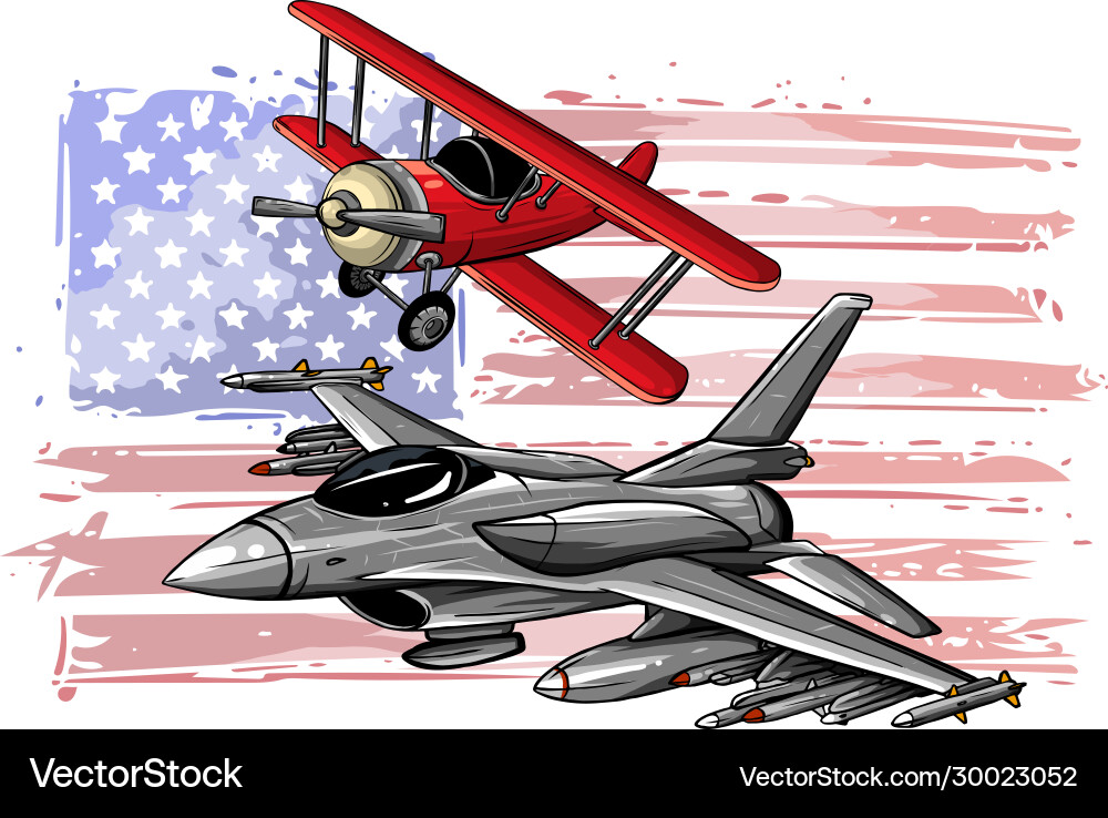 Military fighter jets isolated on background Vector Image