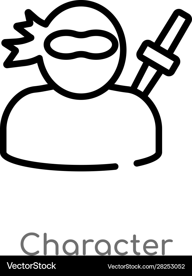 Outline character icon isolated black simple line Vector Image