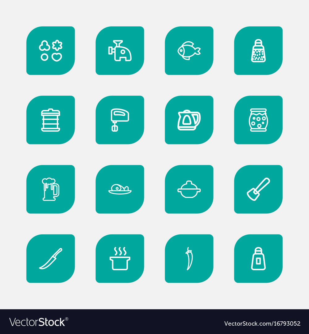 Set of 16 editable food outline icons includes Vector Image Set of 16 editable food outline icons includes Vector Image