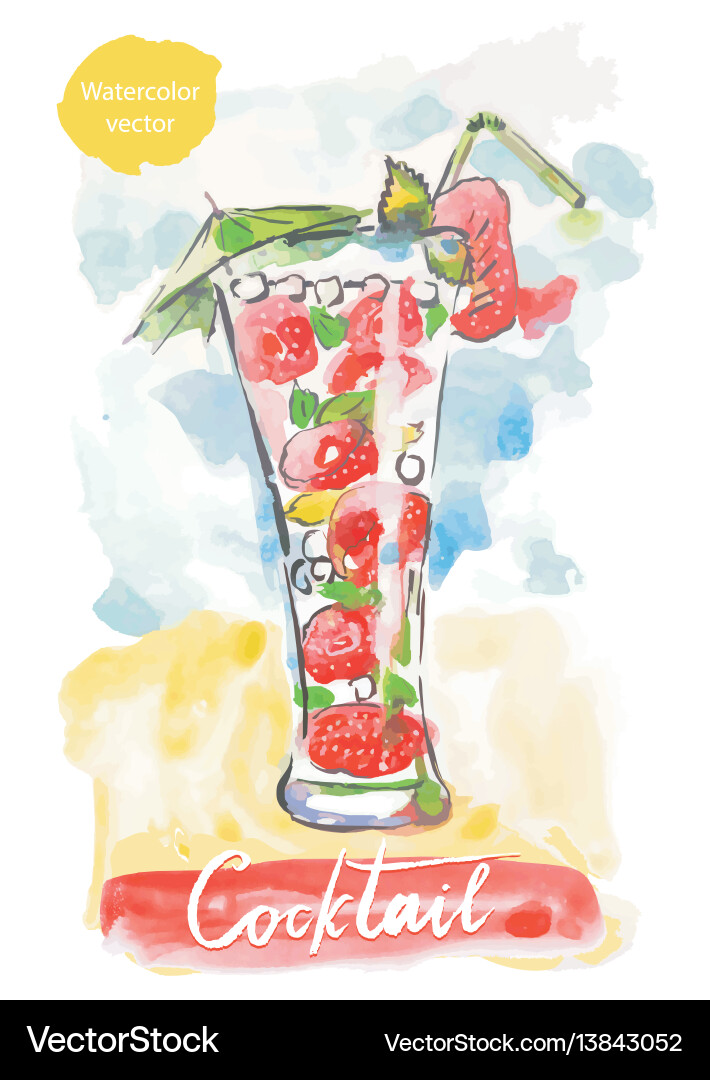Strawberry cocktail for summer party Royalty Free Vector
