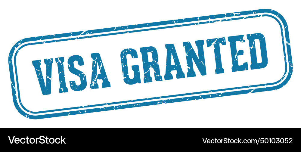 Visa granted stamp rectangular Royalty Free Vector Image