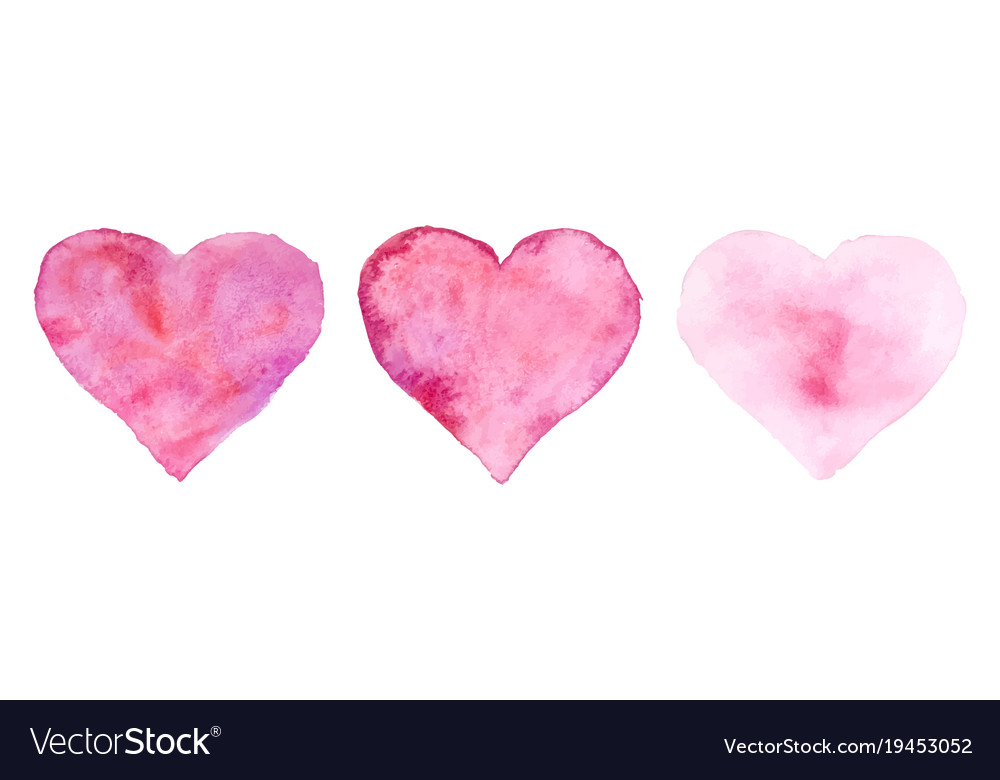 Watercolor hearts for st valentines day Royalty Free Vector