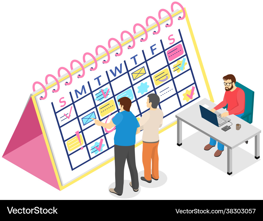 Business team makes office timetable meetings Vector Image