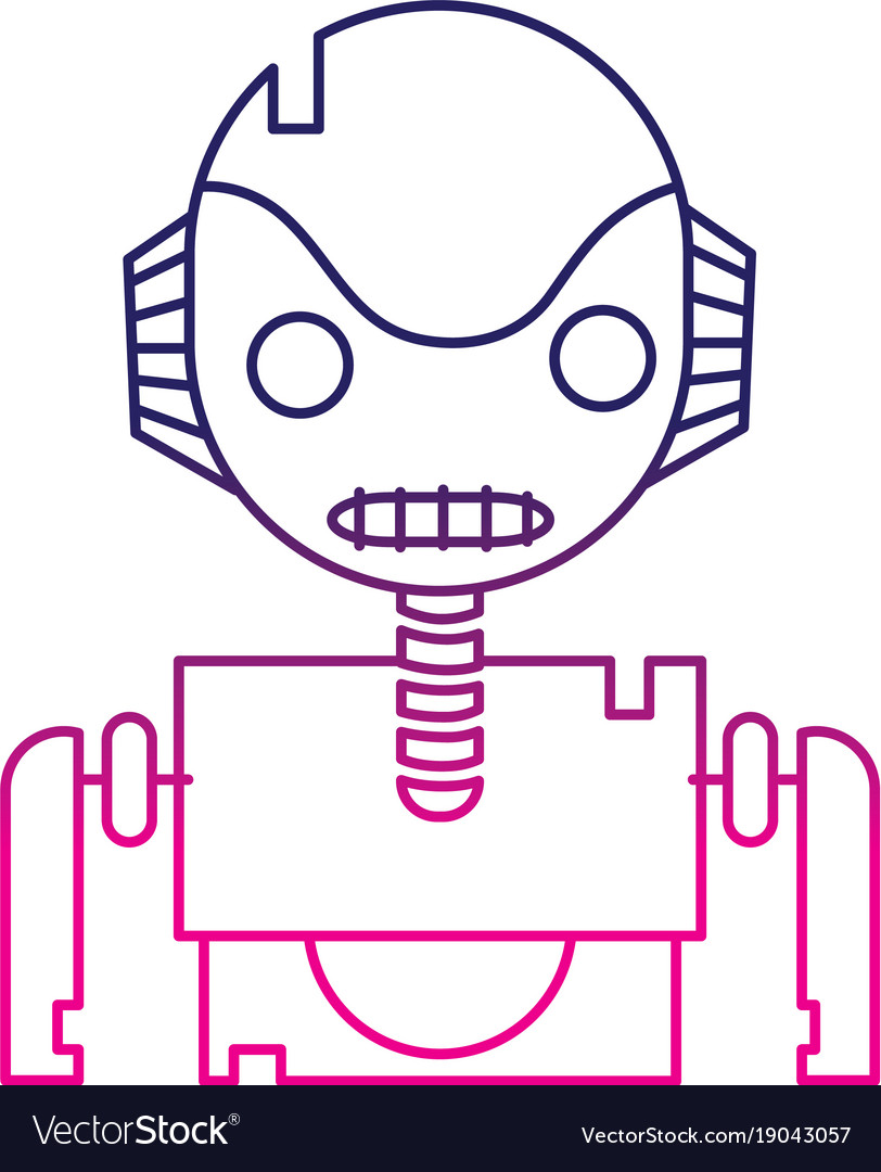 Color line robot face with technology chest design