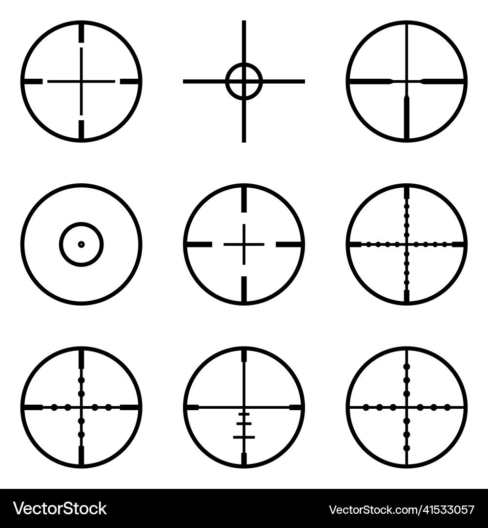 Crosshairs flat icon set isolated on white Vector Image