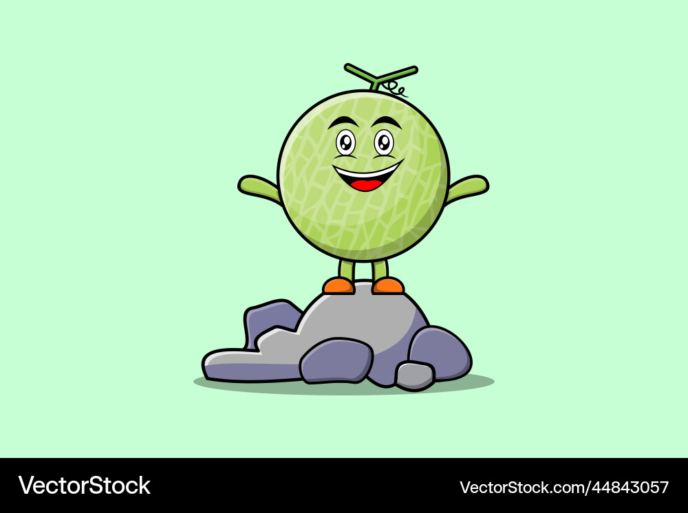 Cute cartoon melon character standing in stone Vector Image