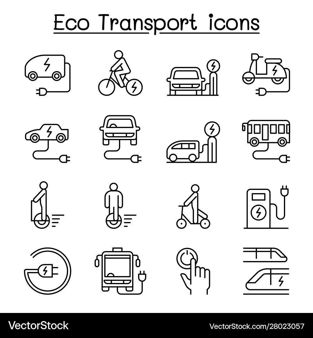 Eco transport icon set in thin linestyle Vector Image