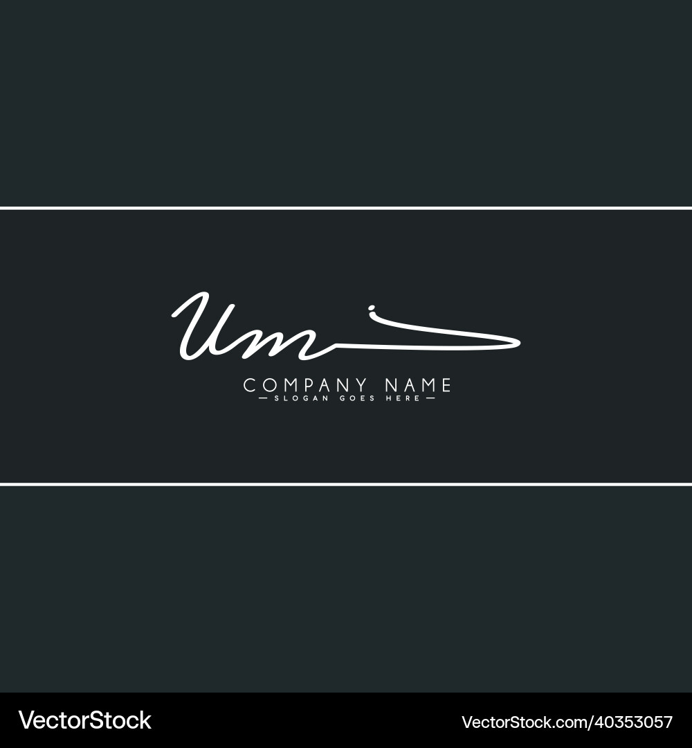 Initial letter um logo - hand drawn signature Vector Image