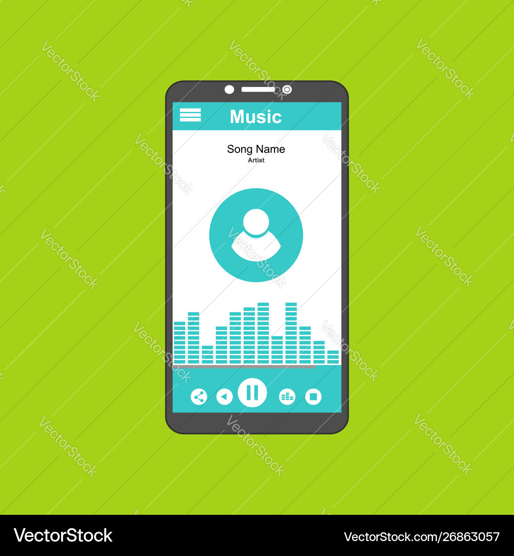 Media player application app template with flat Vector Image
