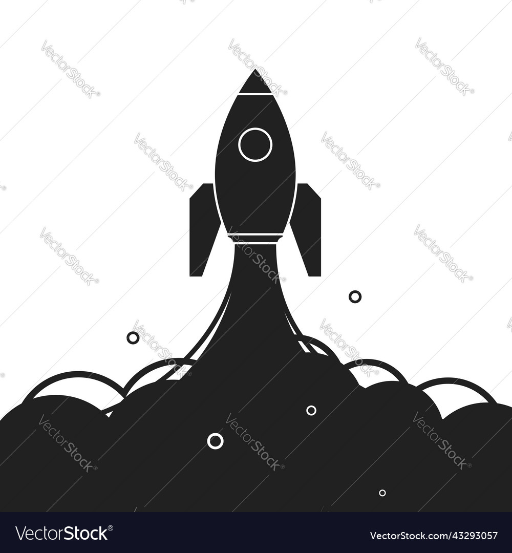 Rocket launch flat isolated Royalty Free Vector Image