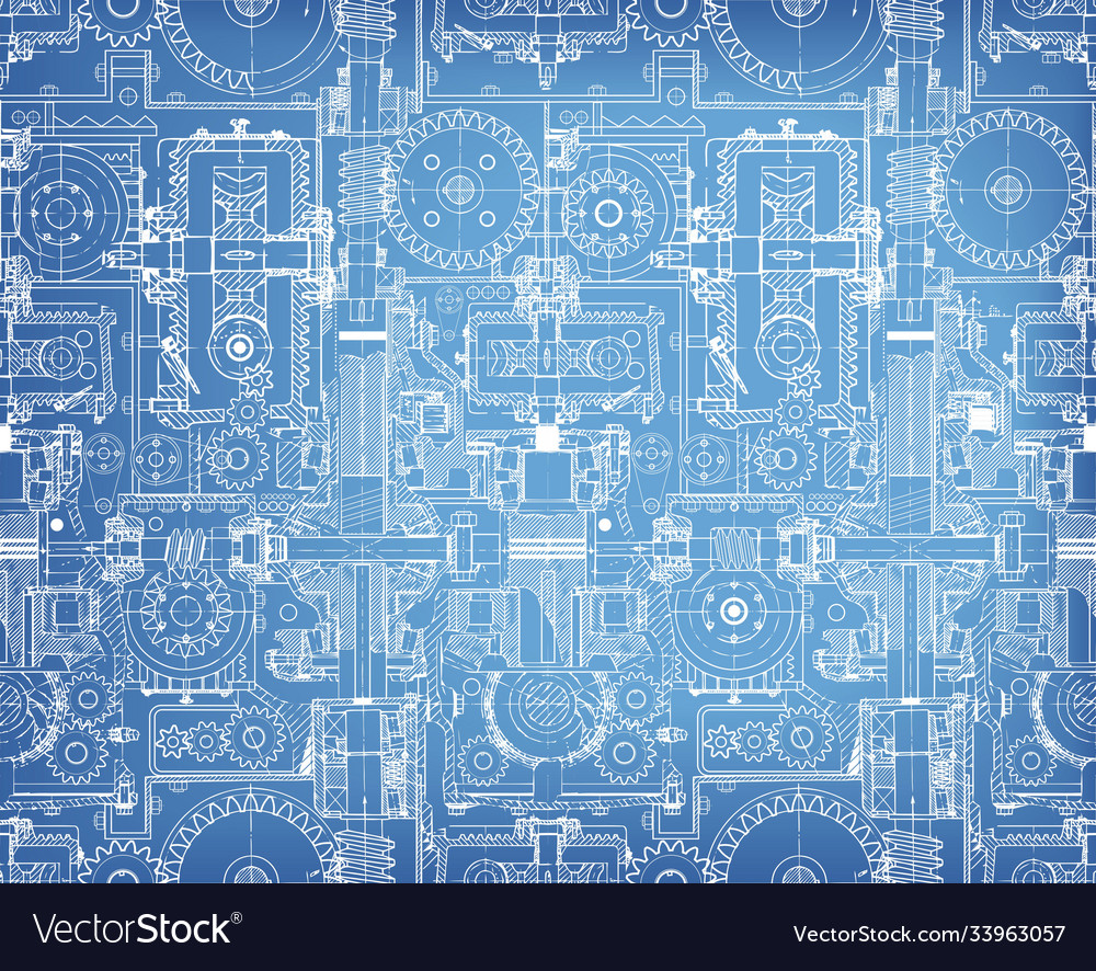 Seamless technical pattern blueprint a Royalty Free Vector