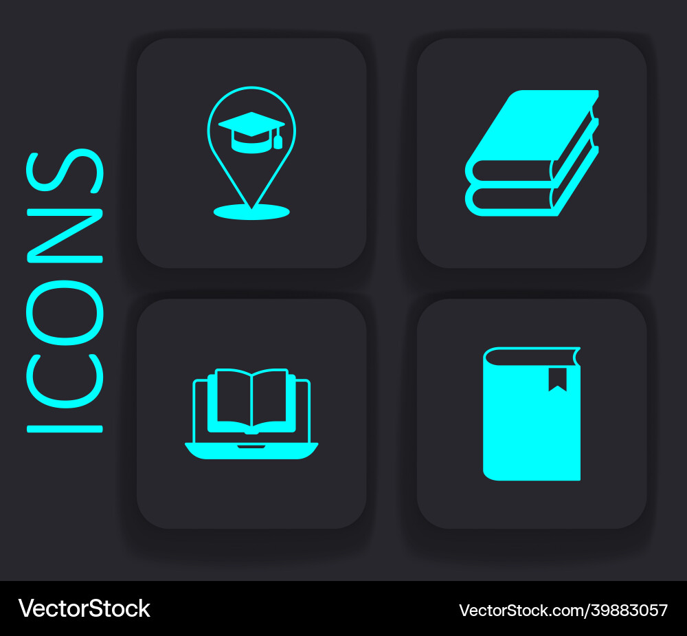Set book online education and class icon black Vector Image
