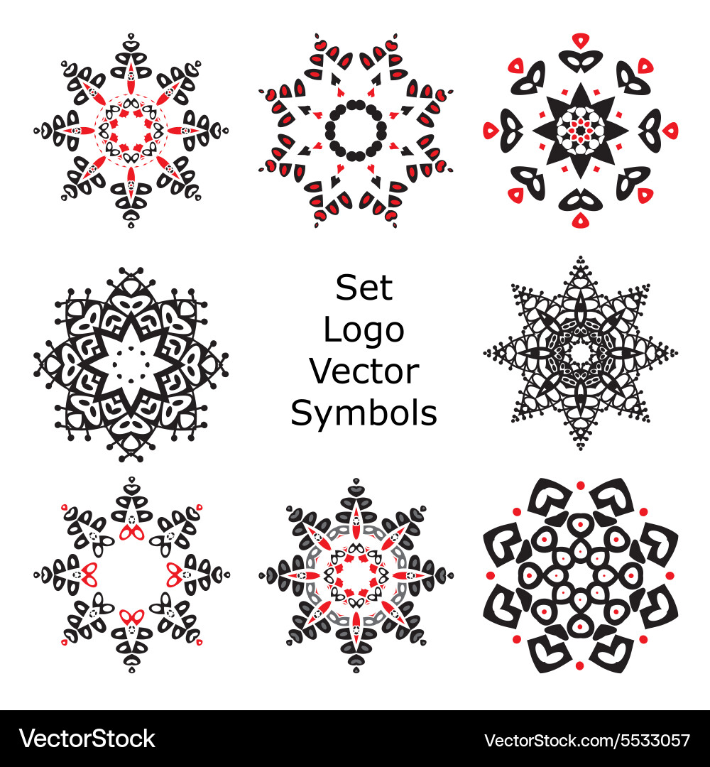 Set hand drawing entangle mandala logo symbols Vector Image