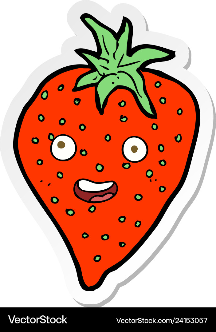 Sticker a cartoon strawberry Royalty Free Vector Image