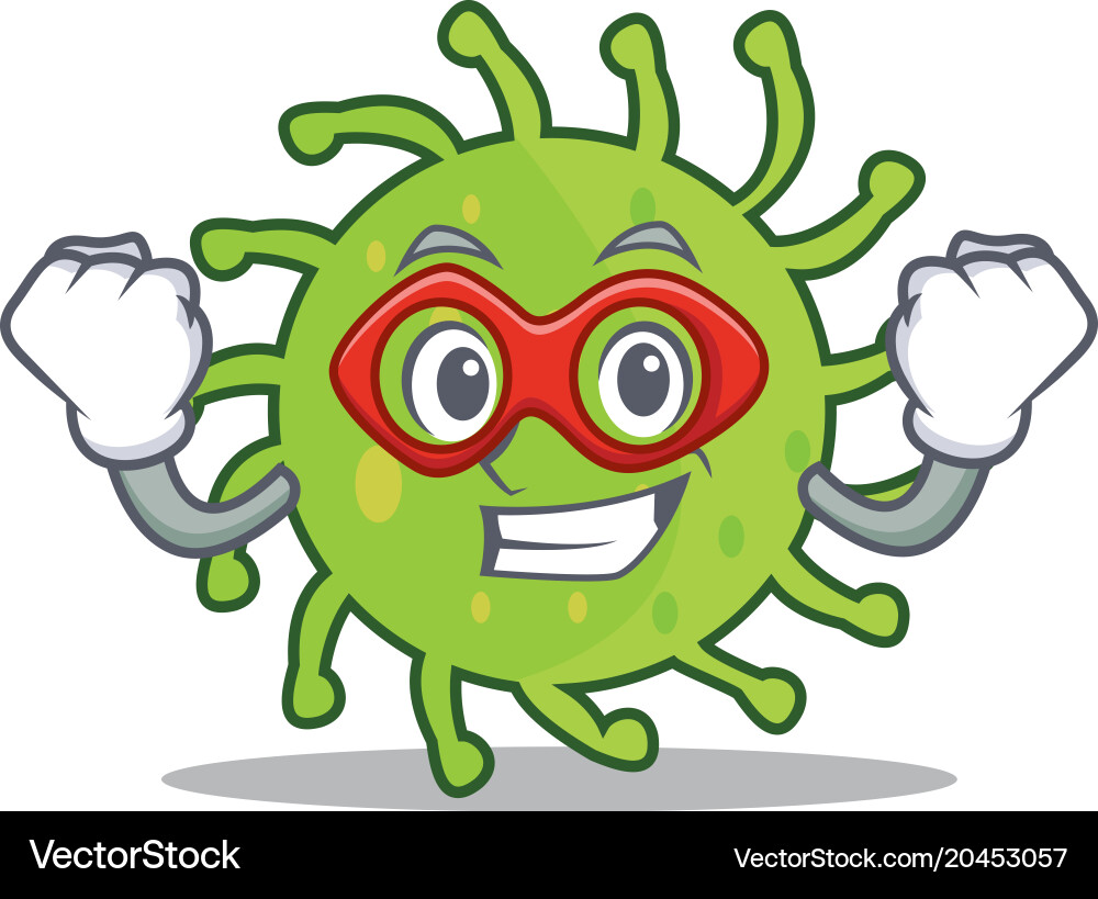 Super hero green bacteria character cartoon Vector Image